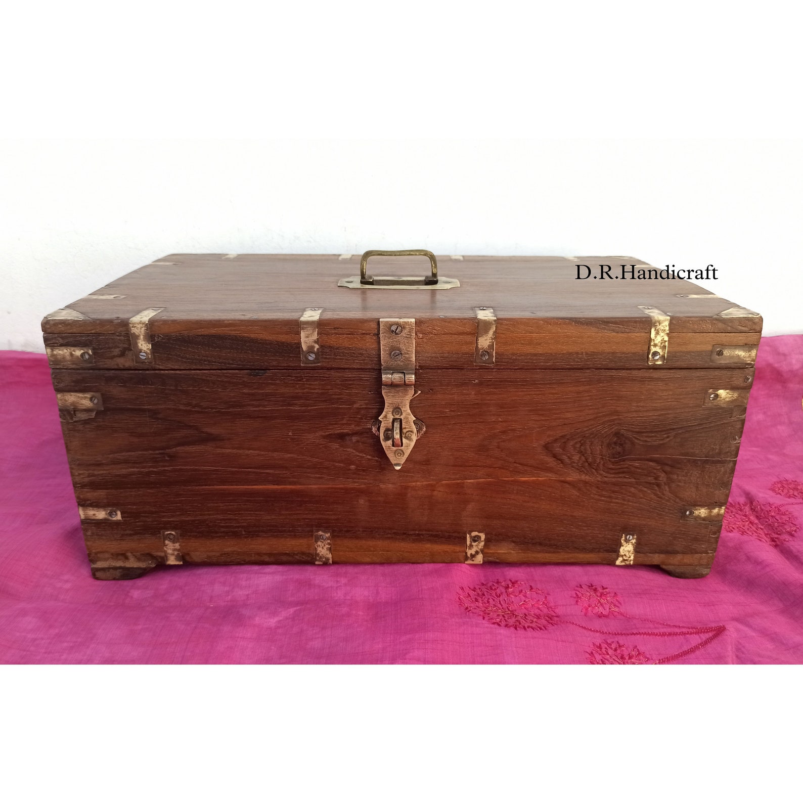 Antique Indian Wooden Brass Work Box, Wooden Sandook Box, Home Decor ...