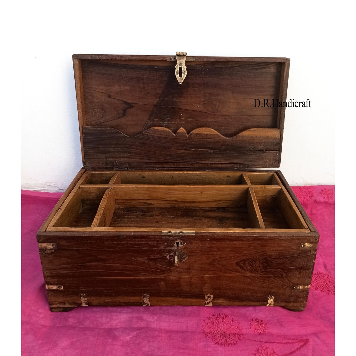 Antique Indian Wooden Brass Work Box, Wooden Sandook Box, Home Decor ...