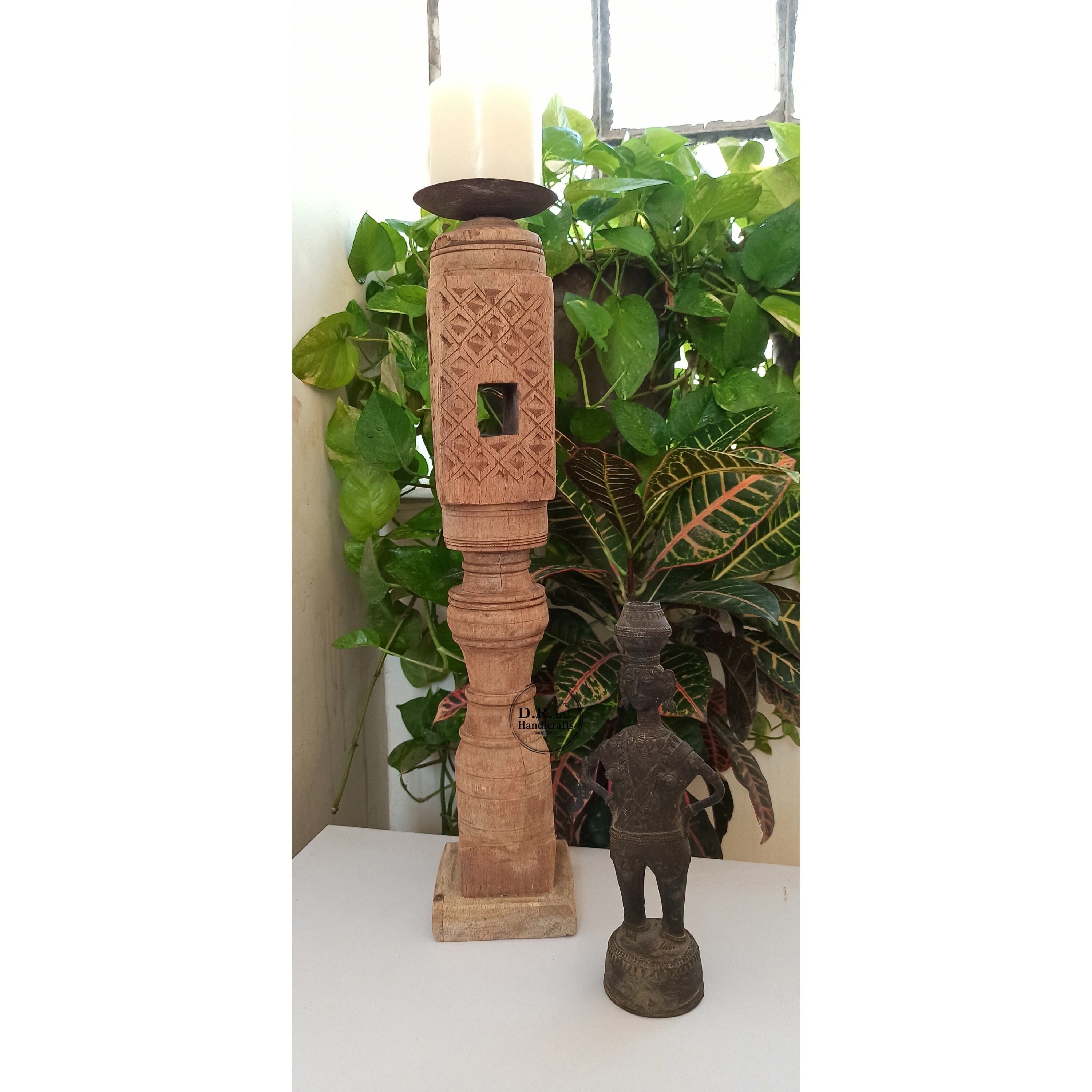 Indian Antique Wooden Hand Carved Leg Candle Holder / Candle Holder ...