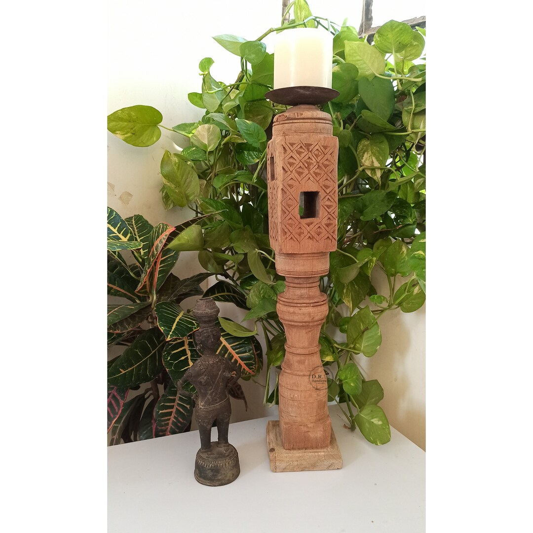 Indian Antique Wooden Hand Carved Leg Candle Holder / Candle Holder ...