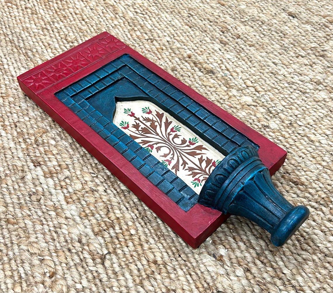 Indian Wooden Hand Painted Multi Color Wall Decor Frame Antique Finish ...