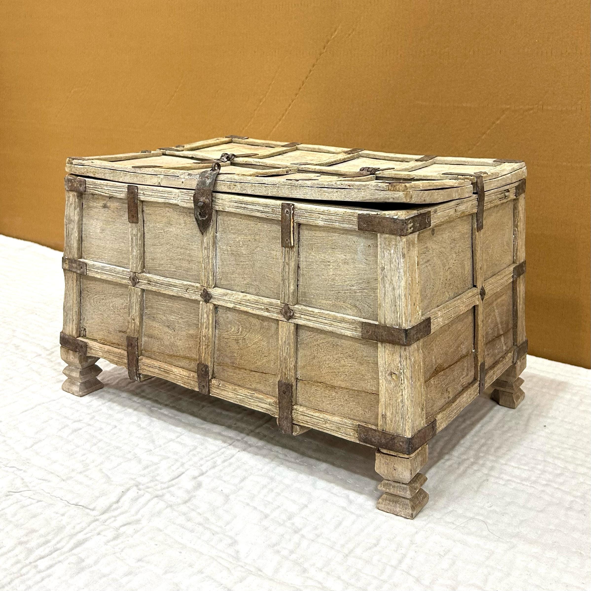 Indian Vintage Wooden Pitara Box Antique Almira Storage Box Living Room ...