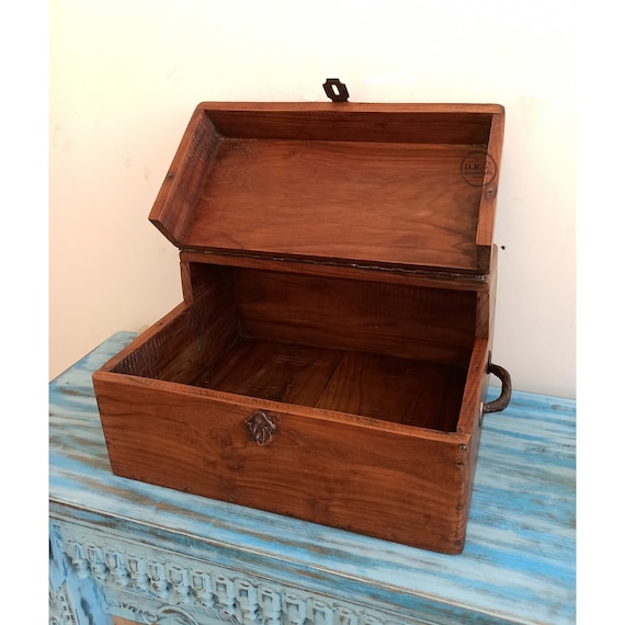 Antique Indian Wooden Box, Wooden Sandook Box, Home D… - Gem