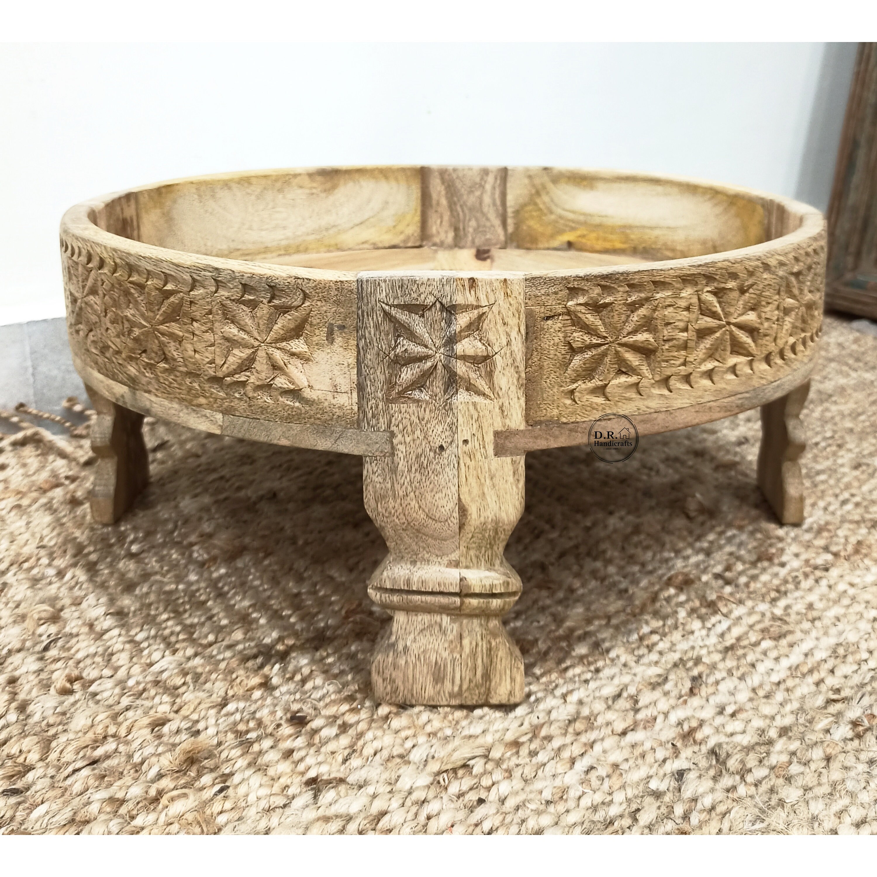 Indian Wooden Carved Chakki Table / Wooden Grinder Table / - Etsy