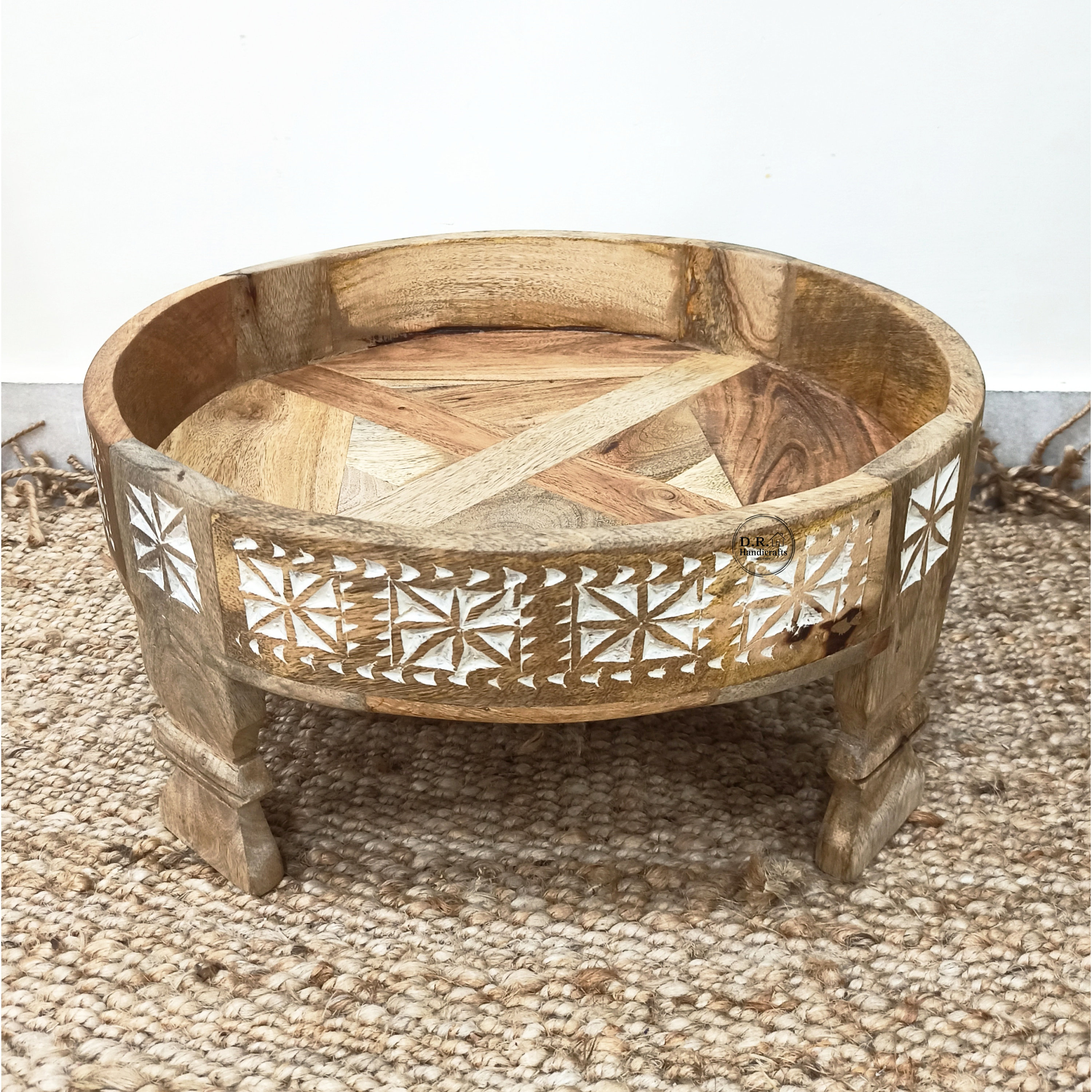Indian Wooden Carved Chakki Table / Wooden Grinder Table / Handmade ...