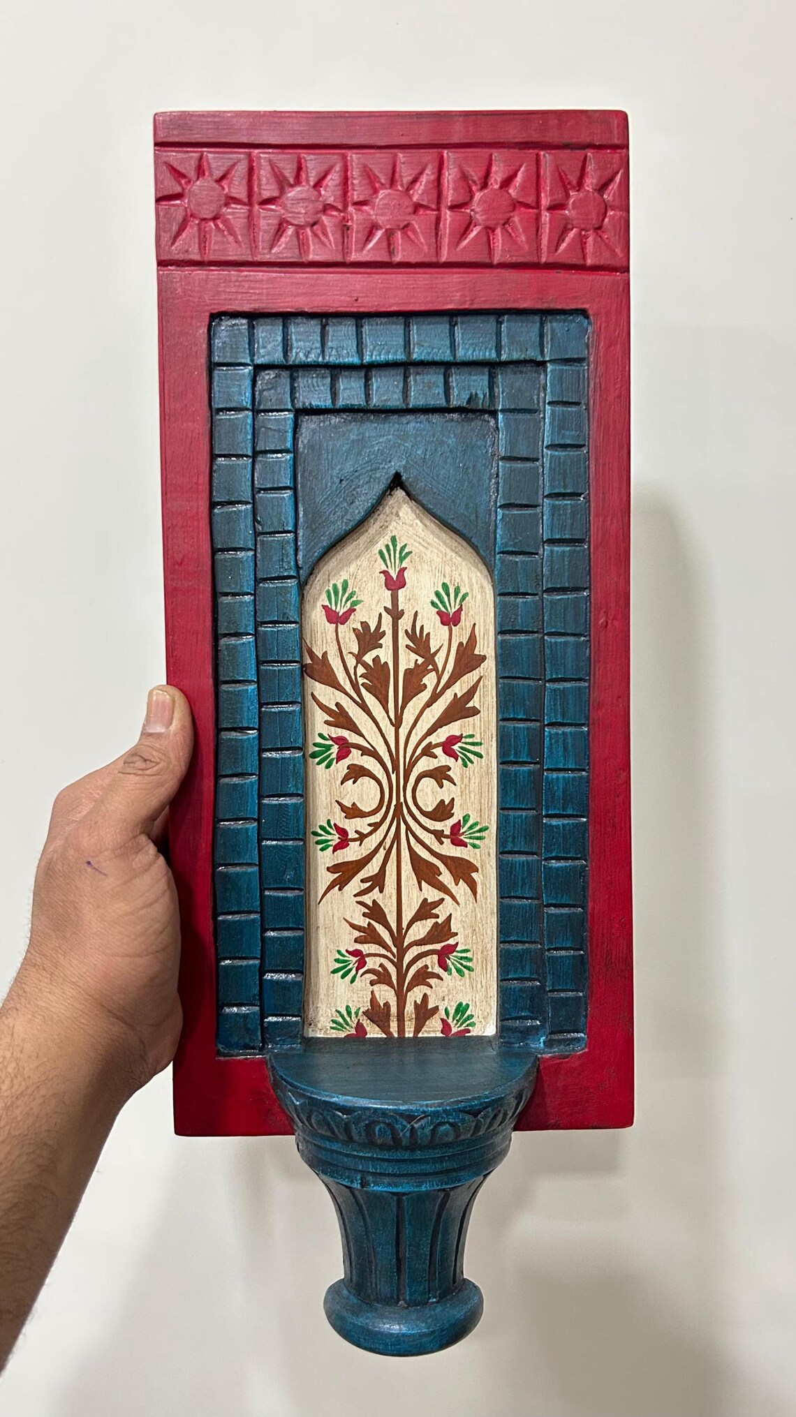 Indian Wooden Hand Painted Multi Color Wall Decor Frame Antique Finish ...
