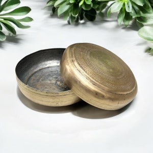 Indian Vintage Brass Chapati Box / Brass Tiffin Box / Antique Jewellery ...