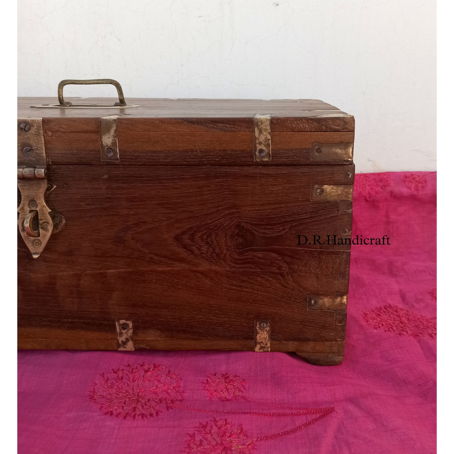 Antique Indian Wooden Brass Work Box, Wooden Sandook Box, Home Decor ...