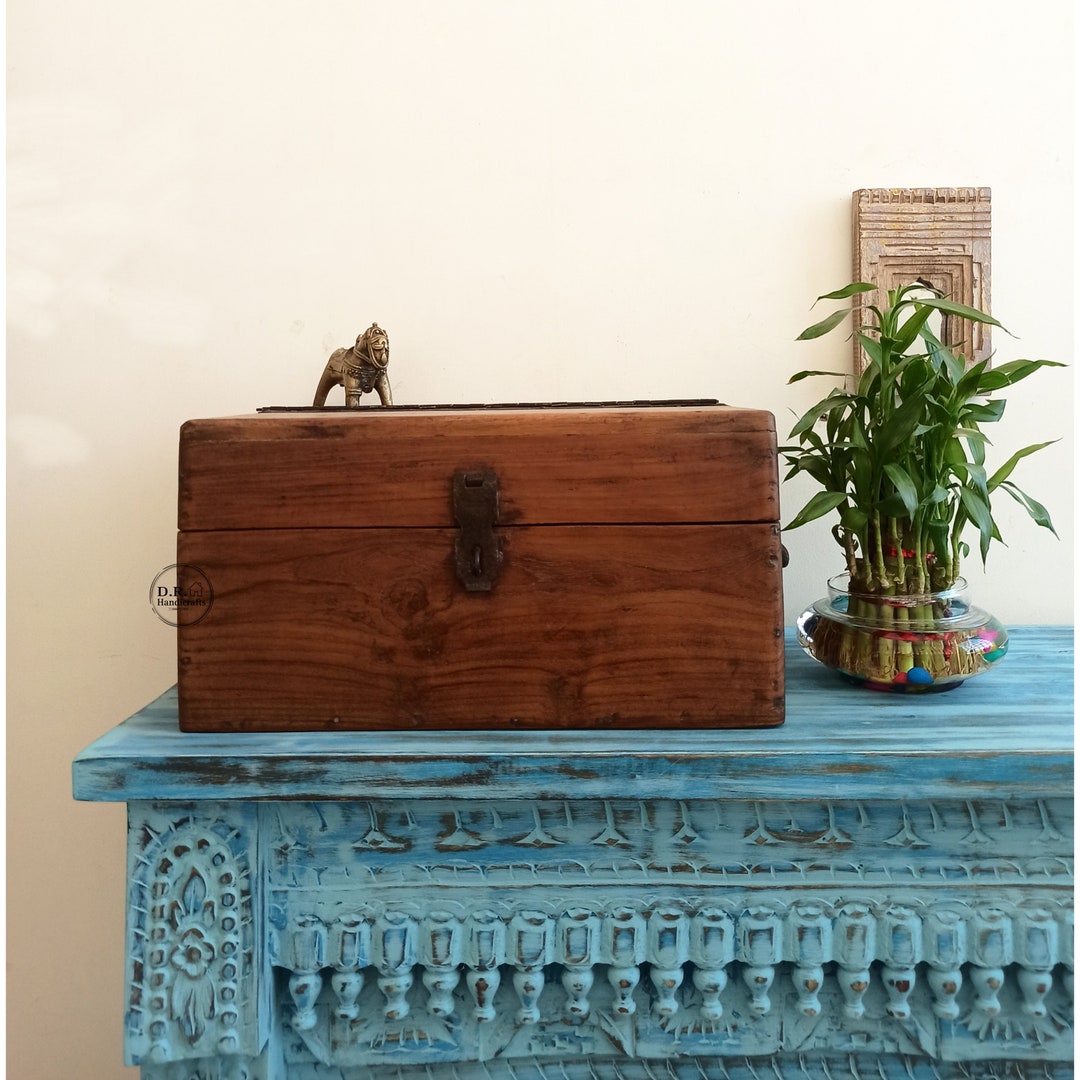 Antique Indian Wooden Box, Wooden Sandook Box, Home Decor Box, Vintage ...