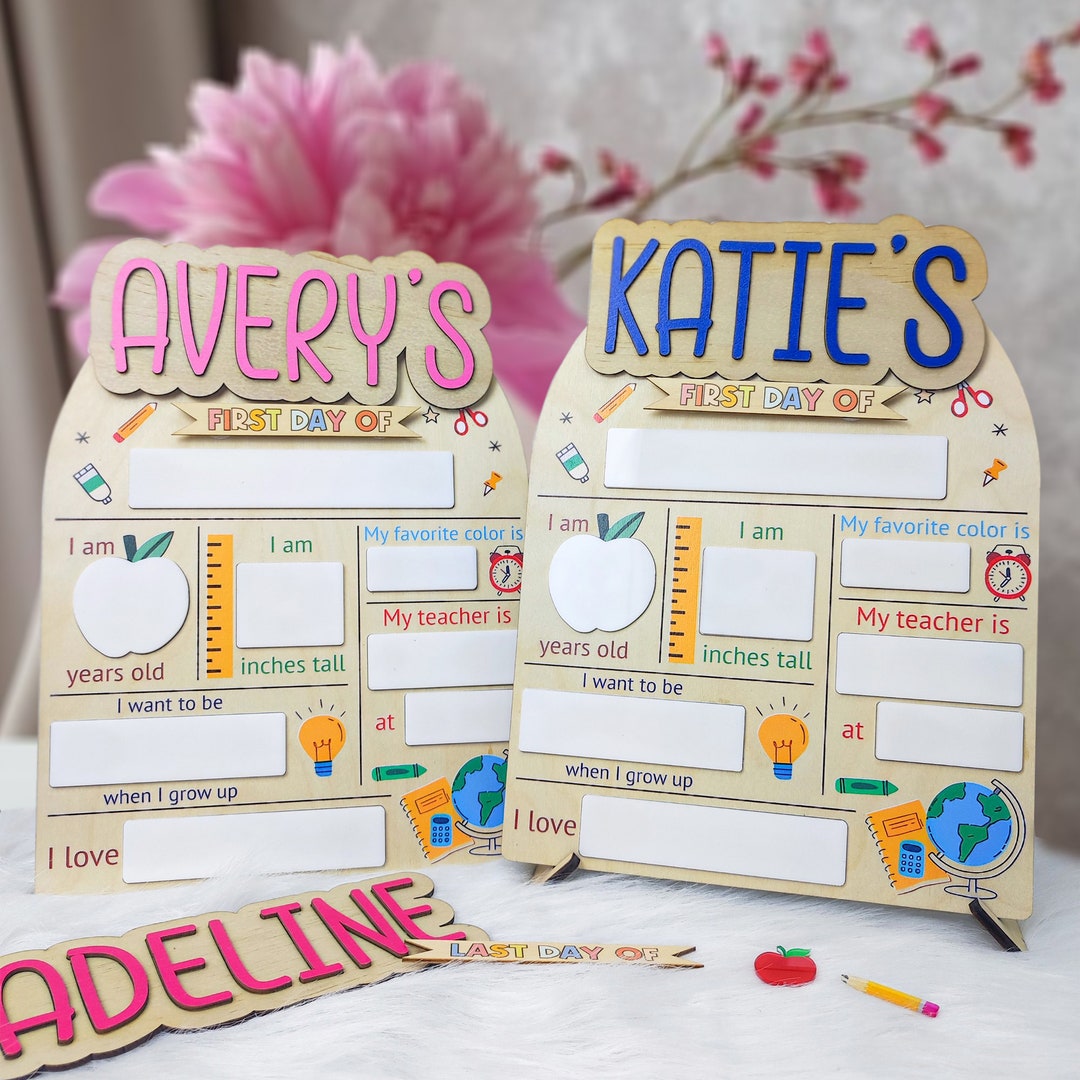 Custom Reusable Back to School Sign, Personalized First Day of School ...