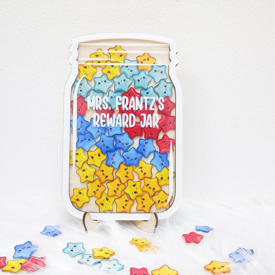 Custom Magnetic Emoji Star Reward Jar, Personalized Flower Teacher ...