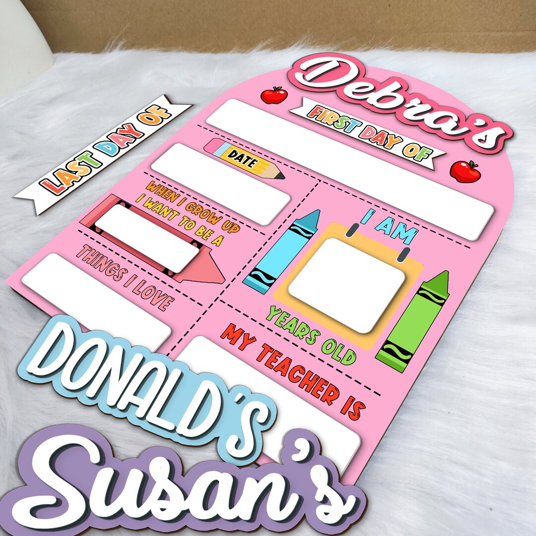 Personalized Pastel Back to School Sign, Dry Erase First Day of School ...