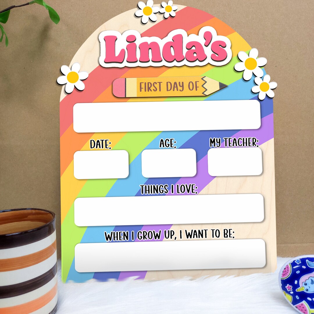Custom Rainbow Back to School Sign, Personalized First and Last Day ...