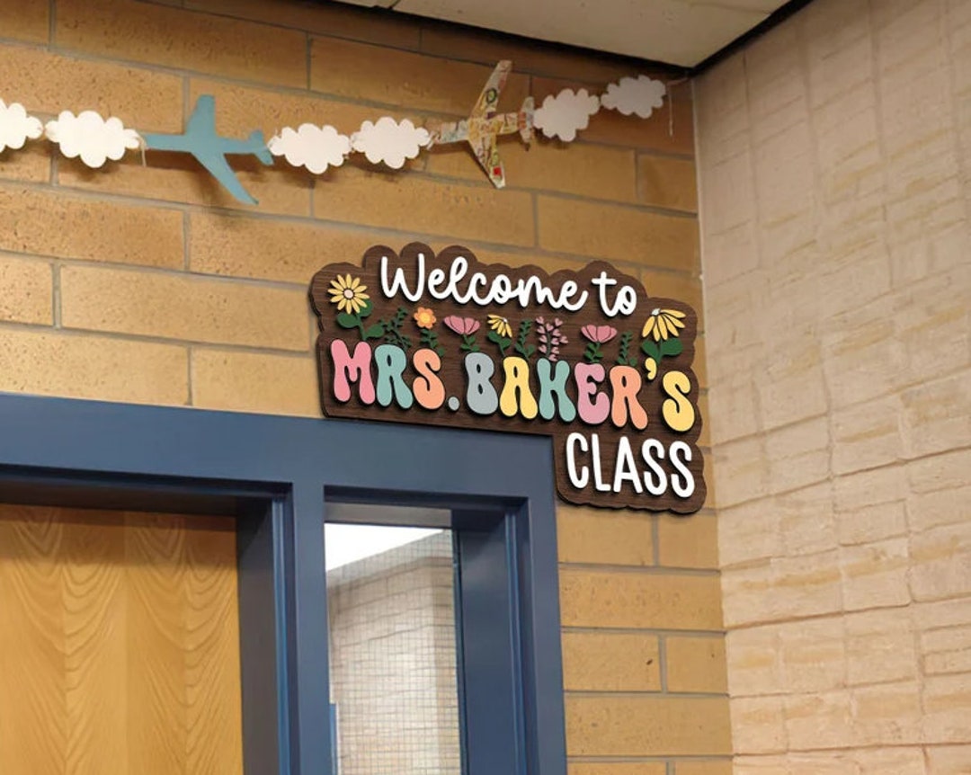 Custom Teacher 3D Doorframe Sign, Welcome Back to School Sign ...