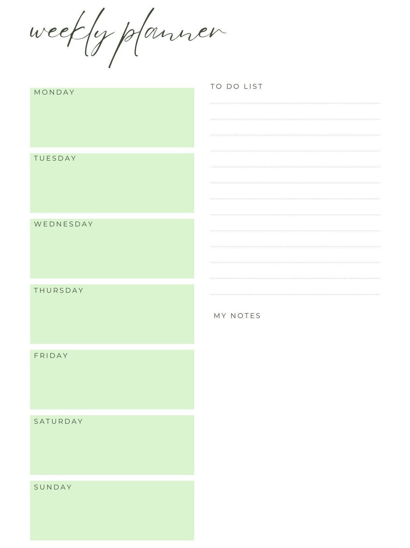 Weekly Planner | Printable | Simple | Organise | Tidy - Etsy