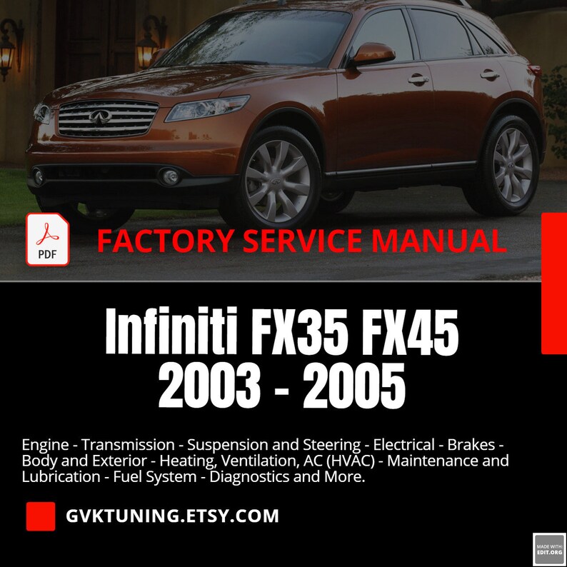 Infiniti FX35 FX45 2003-2005 Service Manual | PDF Download - Etsy