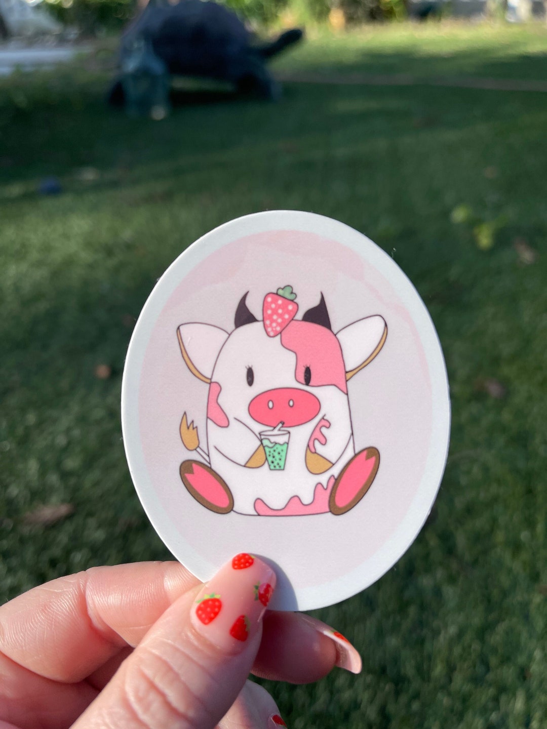 Boba Cow Sticker Kawaii Cow Drinking Boba Sticker Cute Boba - Etsy