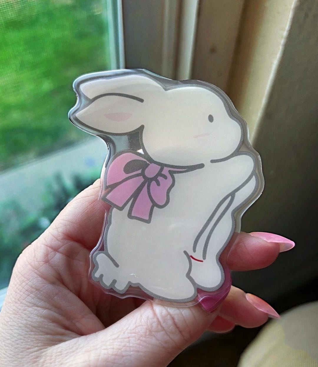 Bunny With Bow Phone Holder, Bunny Phone Holder, Cute Acrylic Bunny ...