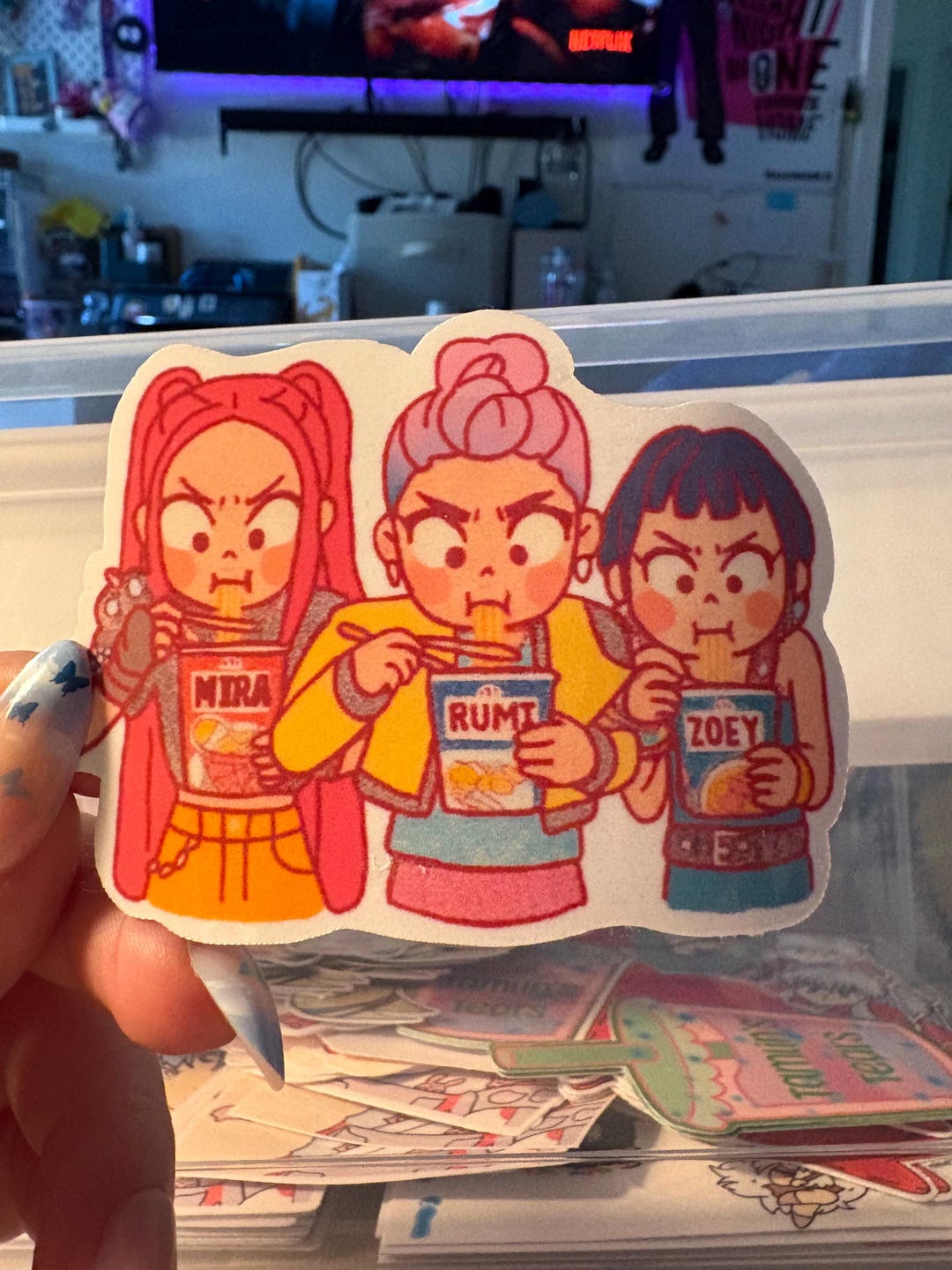 Huntrix Ramen Demon Hunter Sticker, Ramen Demon Hunter, K-pop Demon Hunter Sticker, Rumi, Demon ...