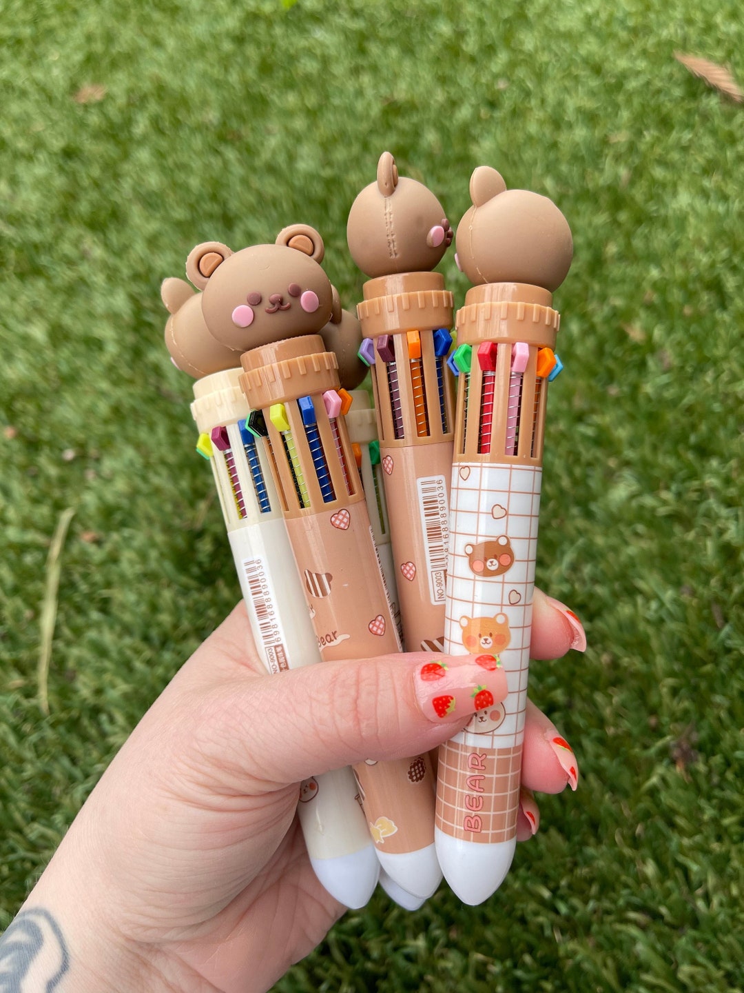 Kawaii Bear Pen, Cute Bear Pen, Kawaii Pens, Kawaii Pen, Multicolored ...