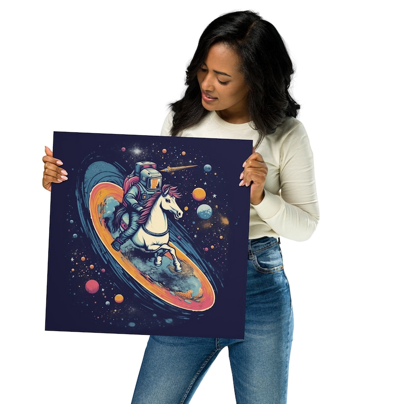 Galactic Cowboy - Astronaut Riding a Horse in Space Poster - Etsy
