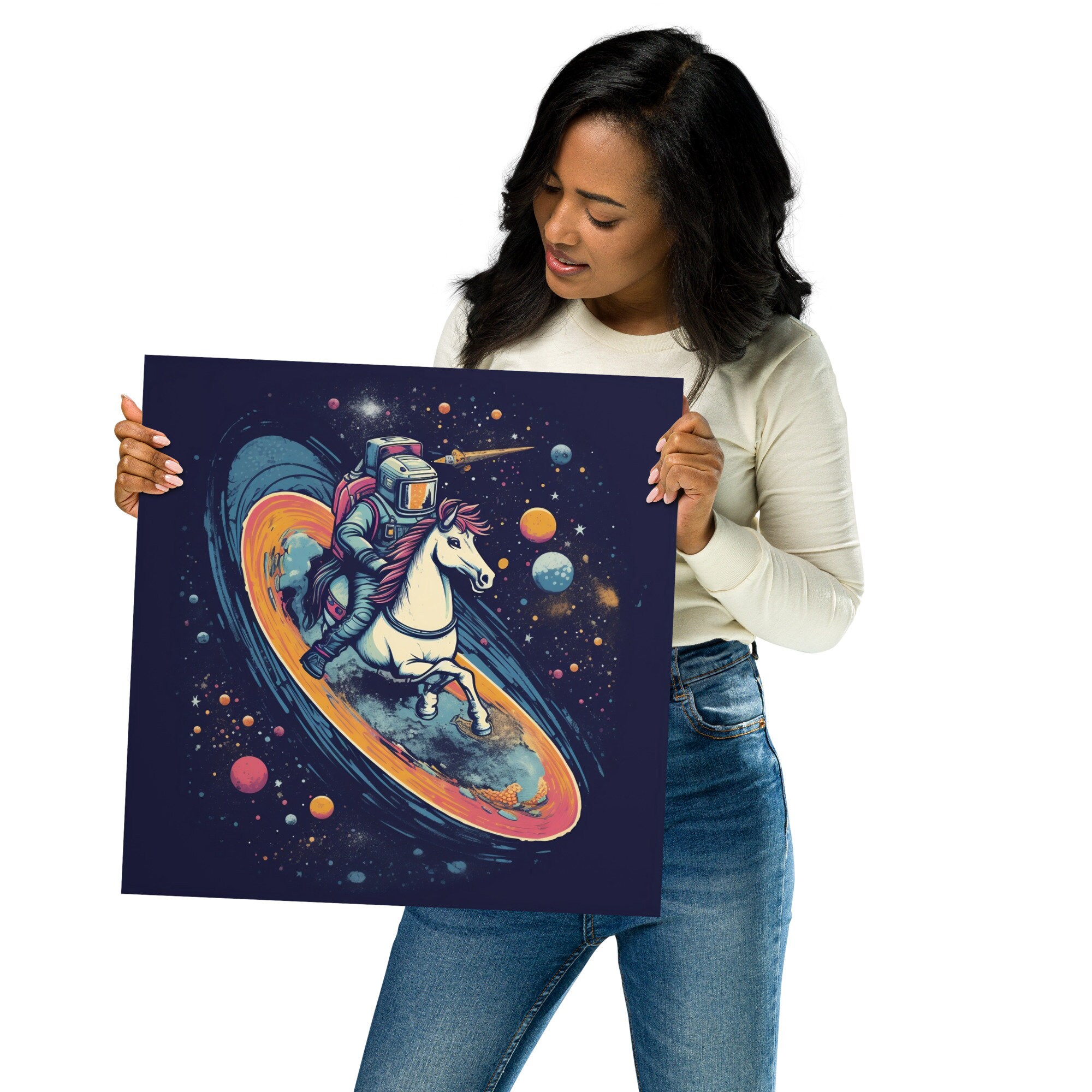 Galactic Cowboy - Astronaut Riding a Horse in Space Poster - Etsy