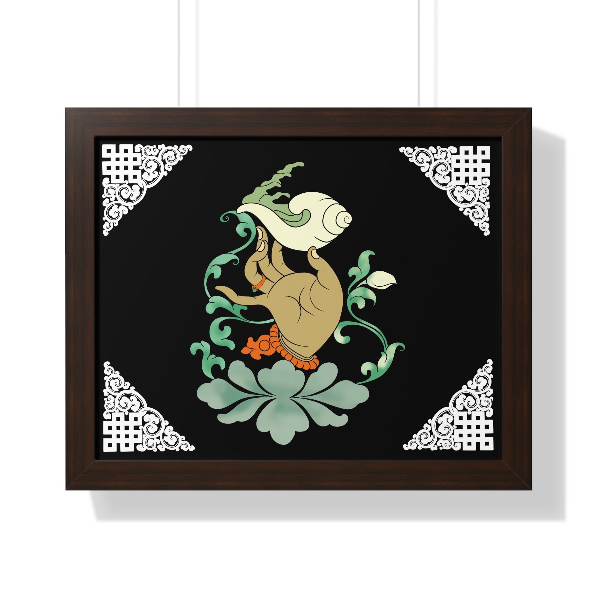 Thangka Hand-painted DIY Black-line Drawing Treasure Conch Buddha Hand ...