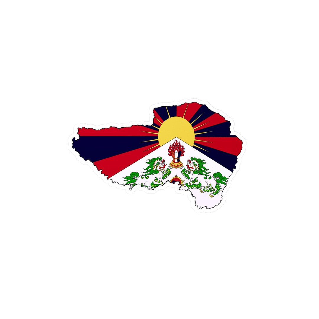 Vinyl Decal, Tibetan Flag in Tibet Map Sticker, Luggage Tag, Laptop ...