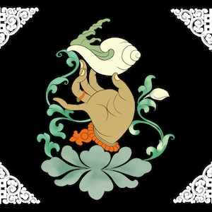 Thangka Hand-painted DIY Black-line Drawing Treasure Conch Buddha Hand ...