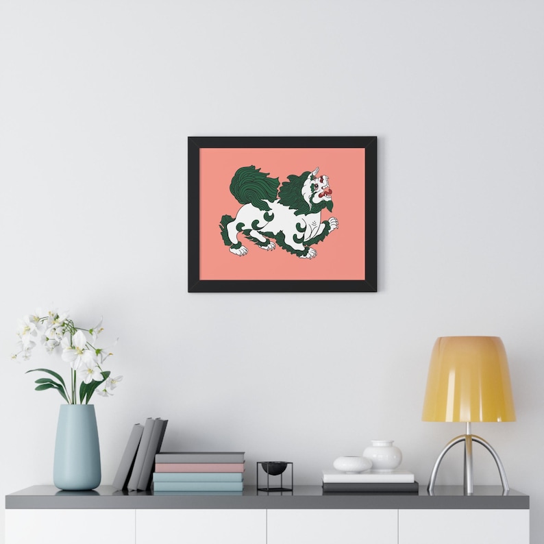 Tibetan Snow Lion Art Print - Mythical Creature Wall Decor, Handmade ...