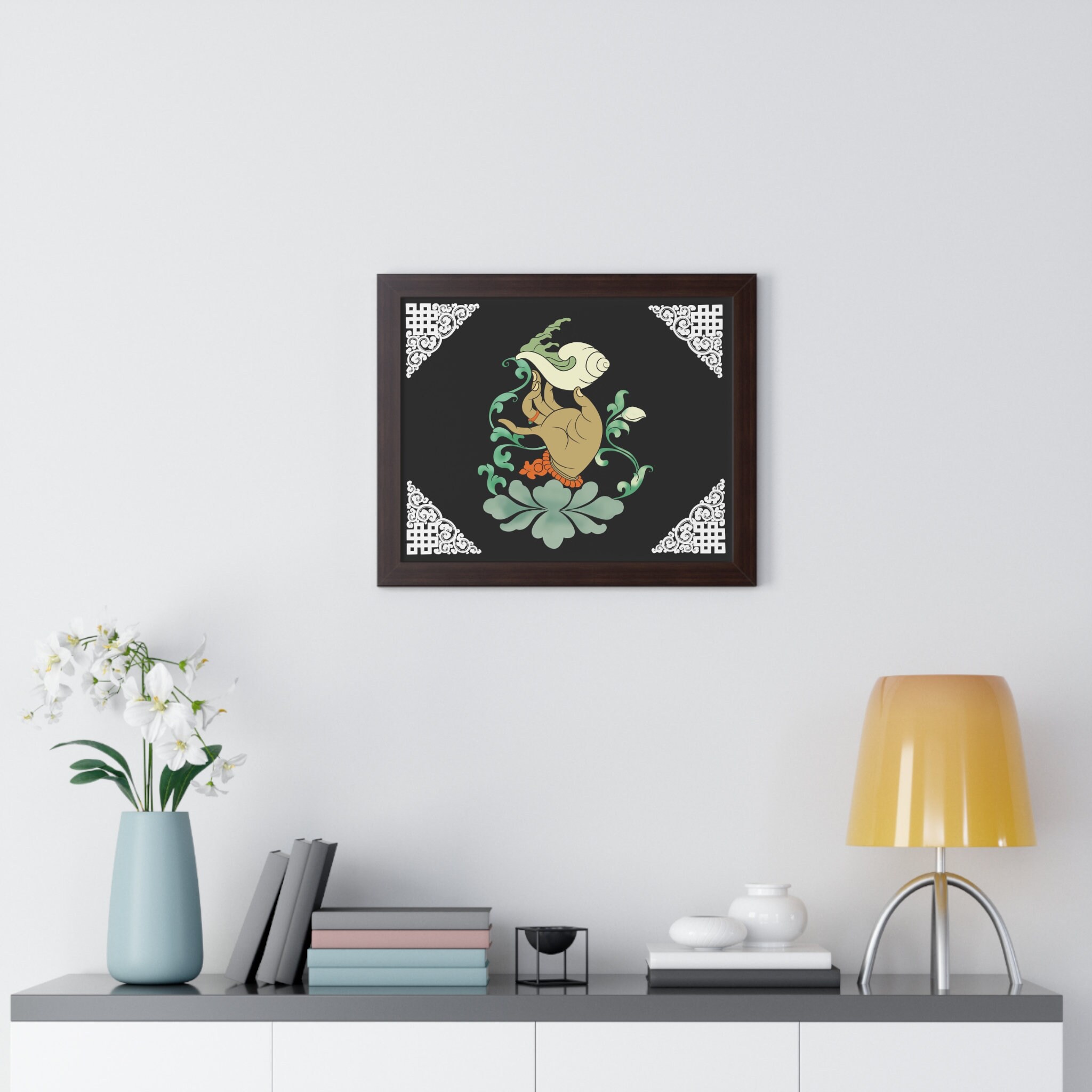 Thangka Hand-painted DIY Black-line Drawing Treasure Conch Buddha Hand ...