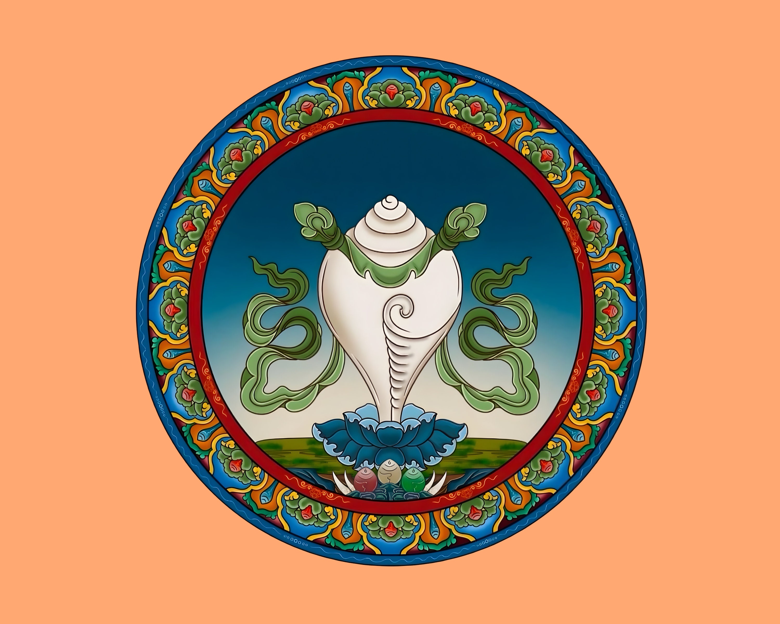 Tibetan Auspicious Symbol Thangka Painting | Wall Hanging Symbol of ...
