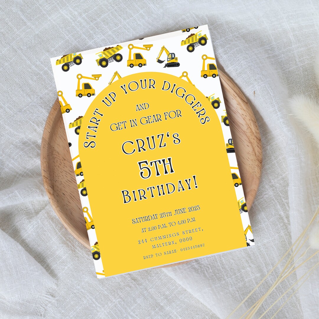 Editable Construction Birthday Invitation-construction Birthday Invite ...