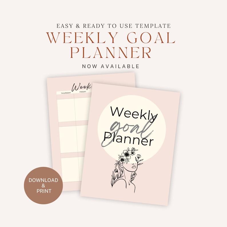 Weekly Goal Planner Template, Printable, Minimalist Weekly Schedule ...
