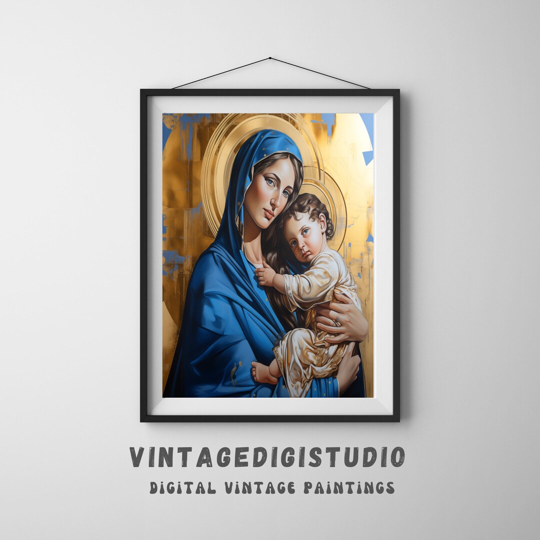 Queen Core Mary and Jesus Classic Paintings Vintage Art Modern Art Home ...