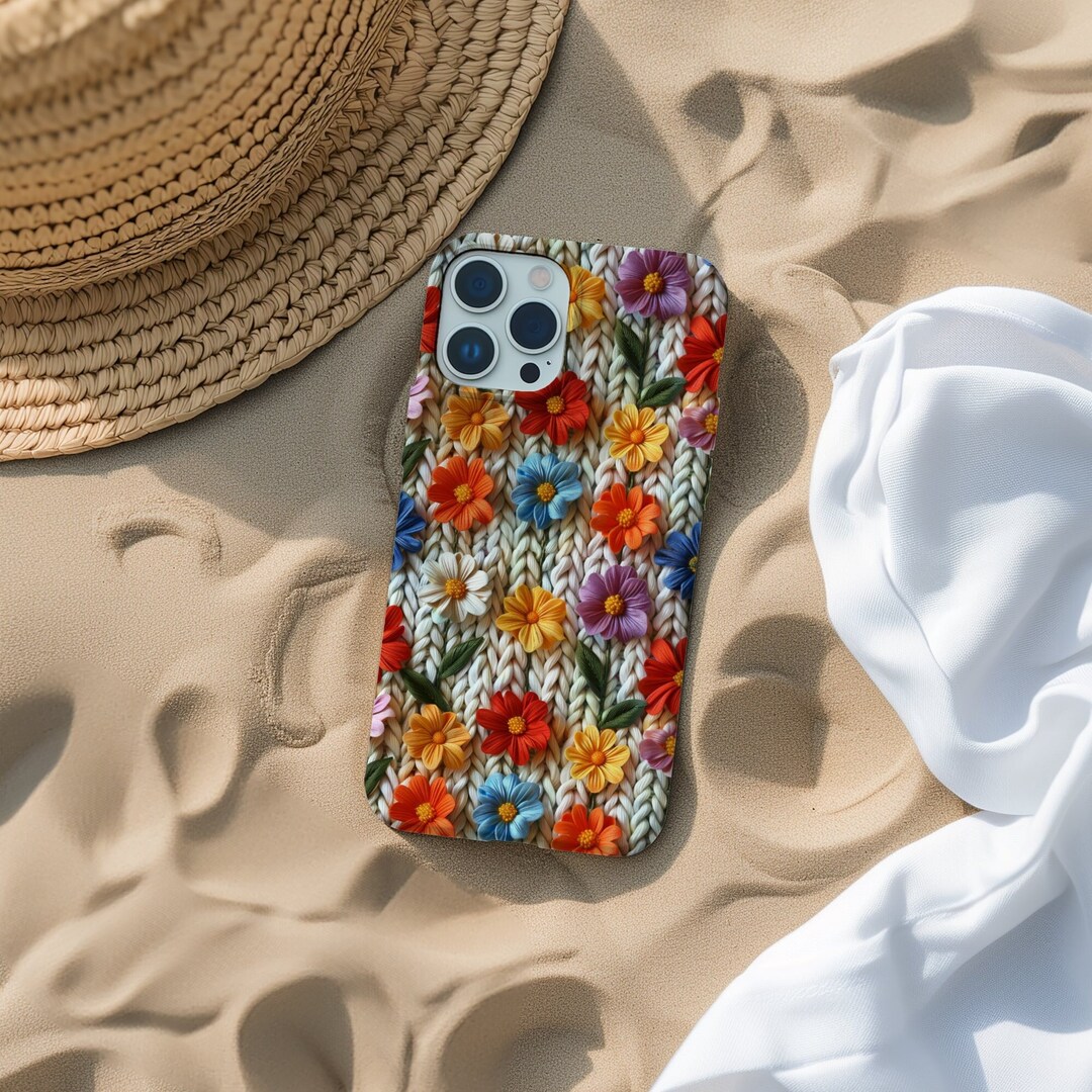 Custom Floral Faux Embroidered Phone Case Grandmacore Aesthetic iPhone ...