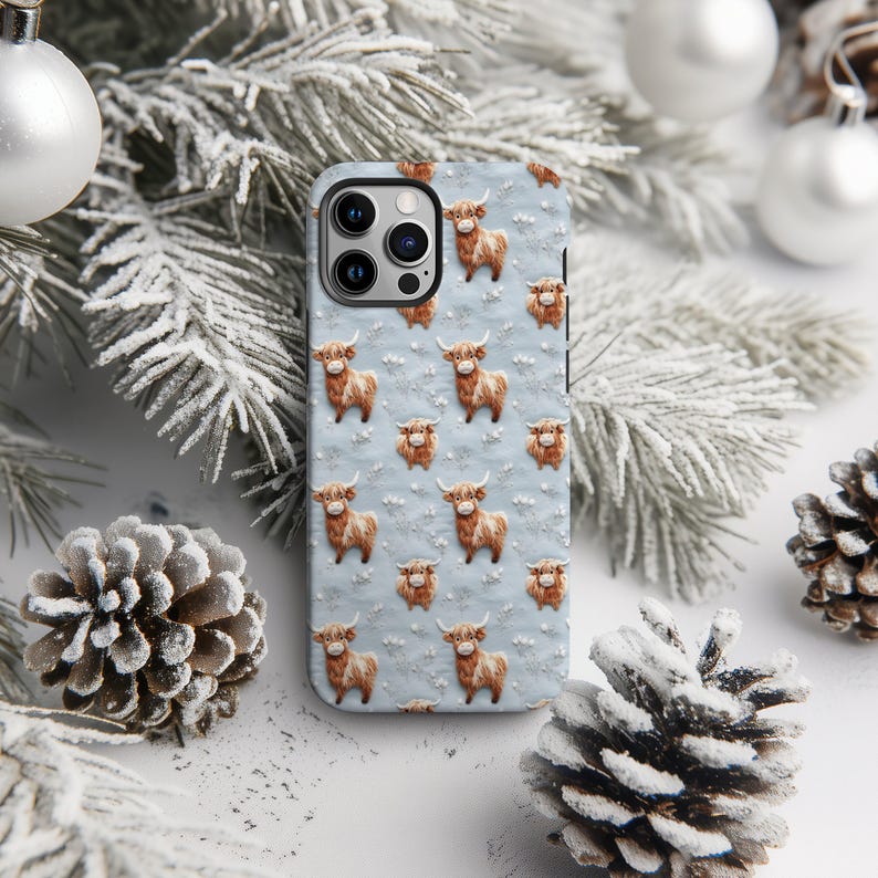 Vintage Highland Cow Phone Case Winter Farm Animal Christmas iPhone 17 ...