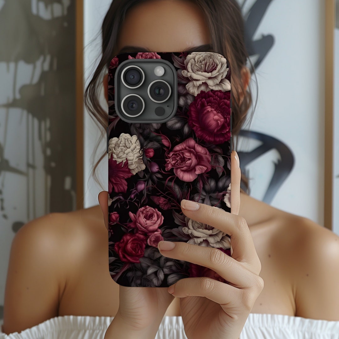 Custom Dark Moody Floral Gothic Tough Phone Case Moody Aesthetic iPhone ...
