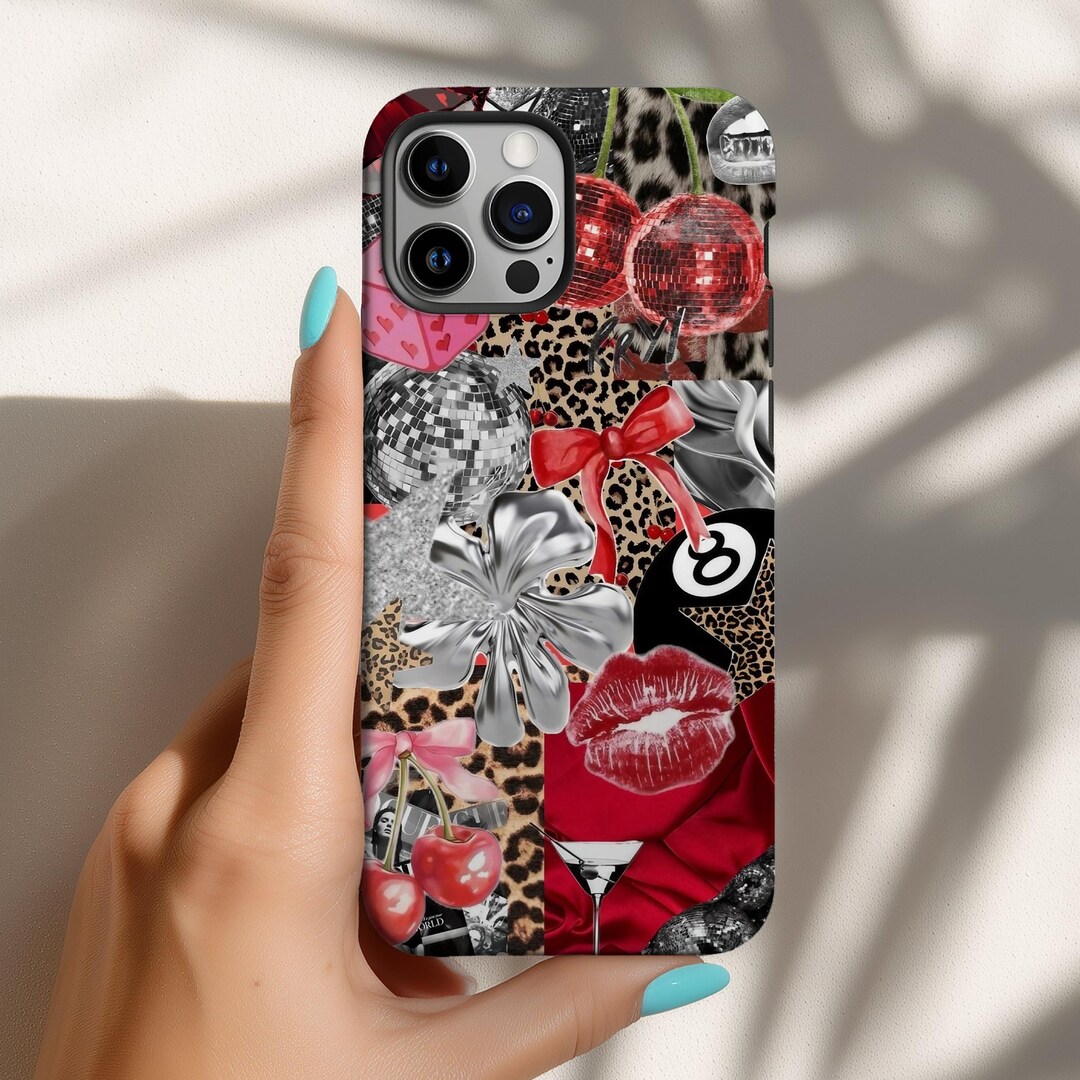 Retro Pop Art Cheetah Disco Y2K Coquette Collage Phone Case 2000s 90s ...