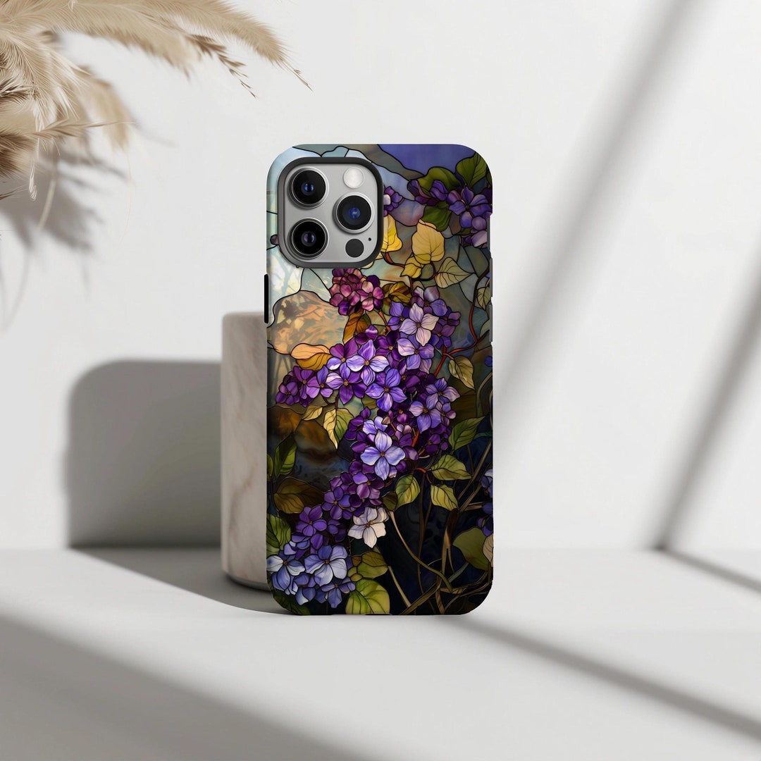 Stained Glass Lilac Phone Case Mosaic Summer Birth Flower Phonecase ...