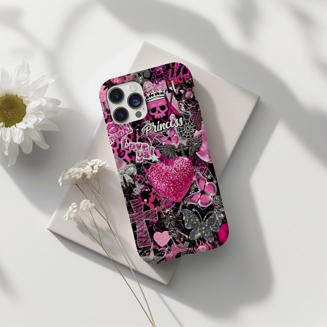 Punk Rock Phone Case Y2K Collage Phone Case Pink Black Vintage Trendy ...