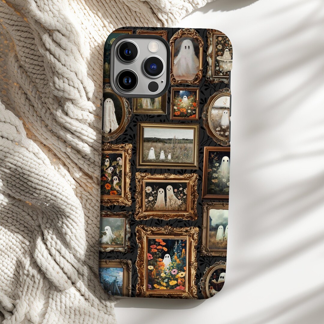 Vintage Ghost Art Frame Collage Phone Case, Cute Retro Spooky Aesthetic ...