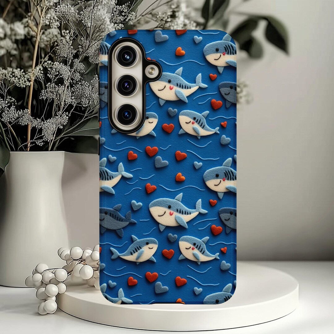 Cute Shark Heart Phone Case, Shark Lover Kids iPhone 16 15 14 13 12 Pro ...