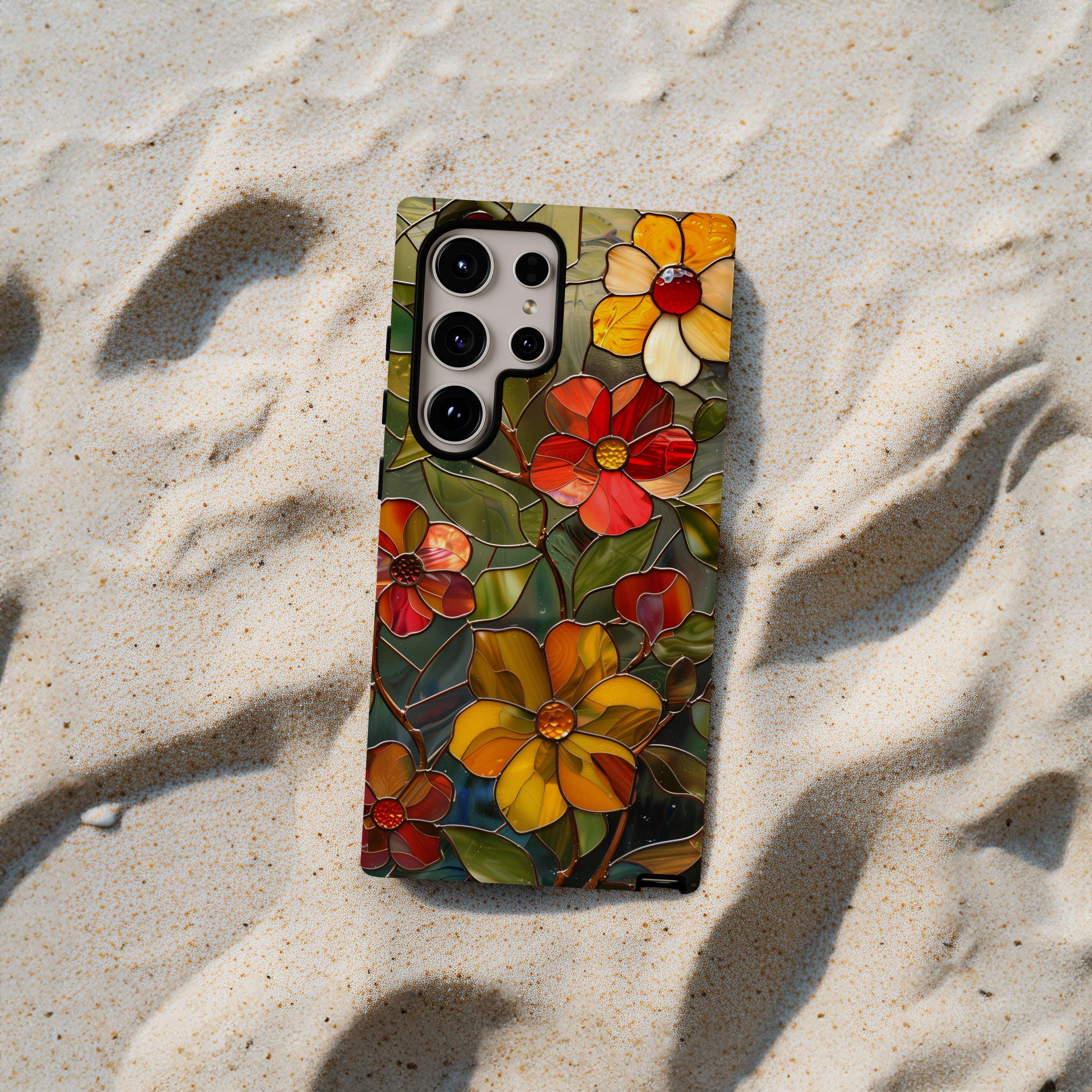Stained Glass Marygold Phone Case Mosaic Wildflower Summer Phonecase ...