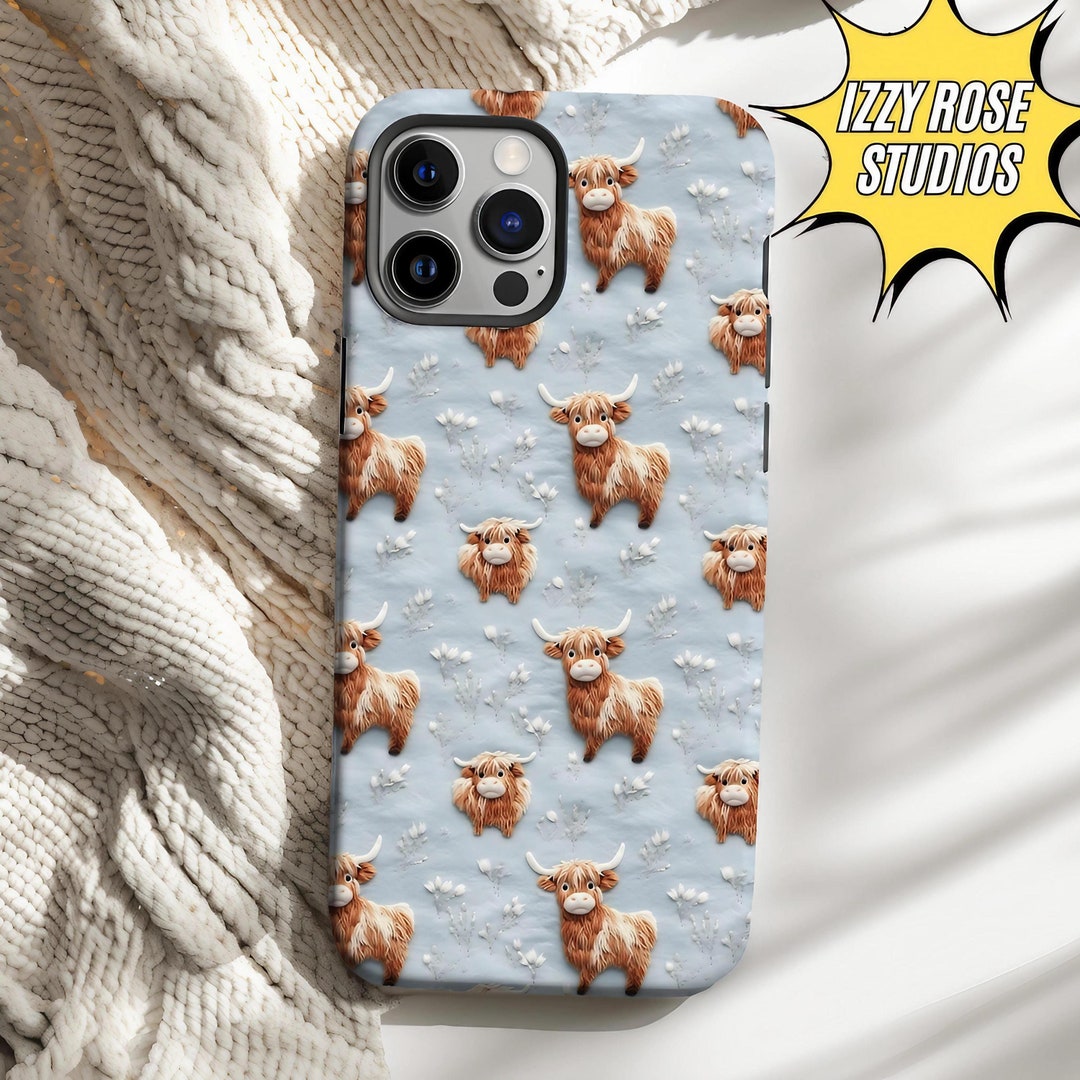 Vintage Highland Cow Phone Case Winter Farm Animal Christmas iPhone 17 ...