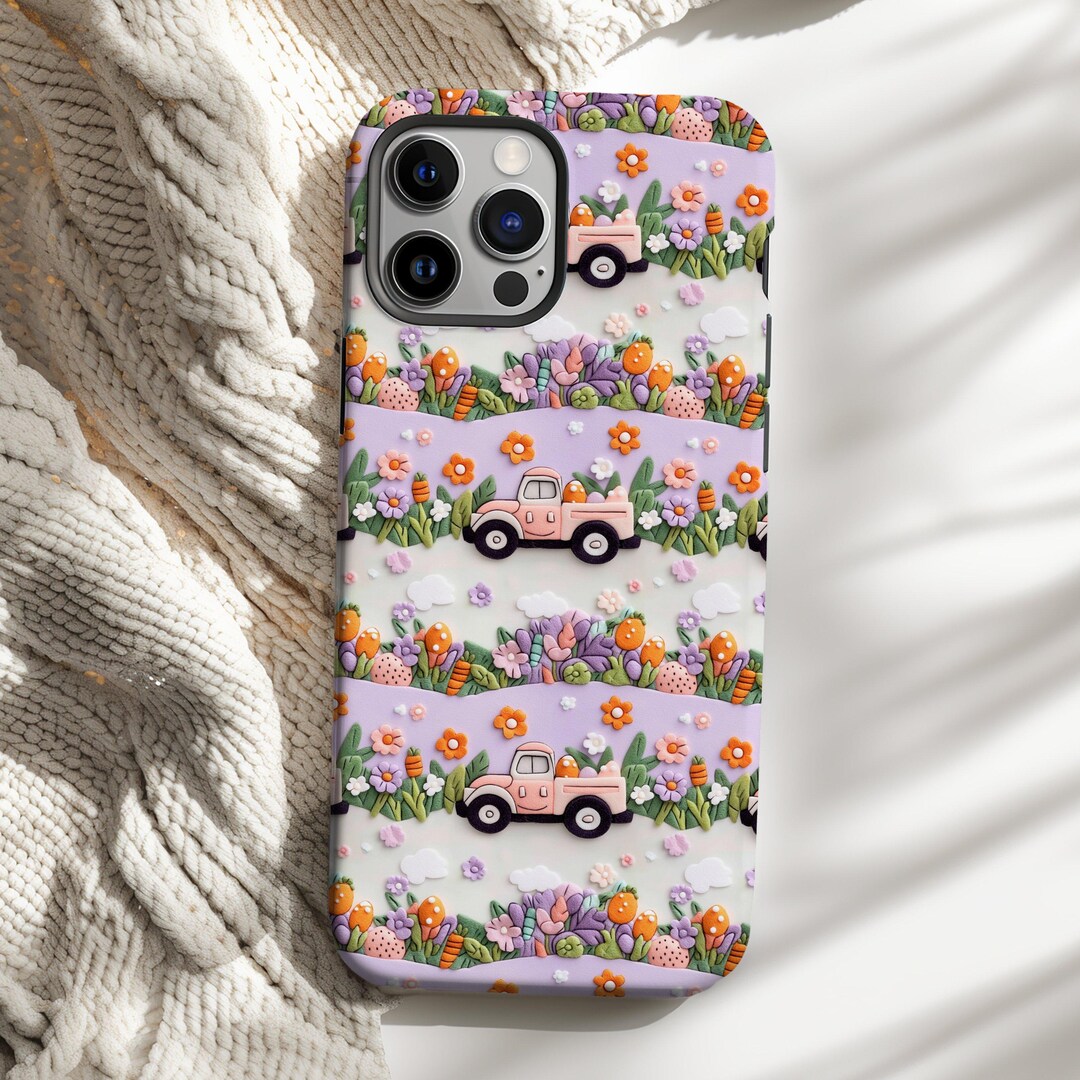 Cute Easter Truck Phone Case, Cottagecore Spring Floral Cover, Easter ...