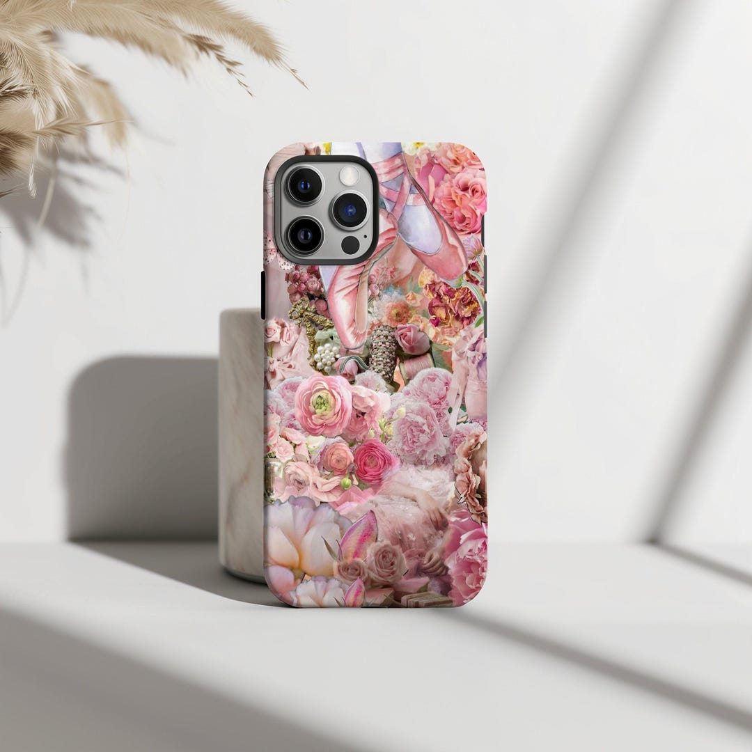 Romantic Pink Floral Ballet Collage Phone Case, Coquette Girly Case ...