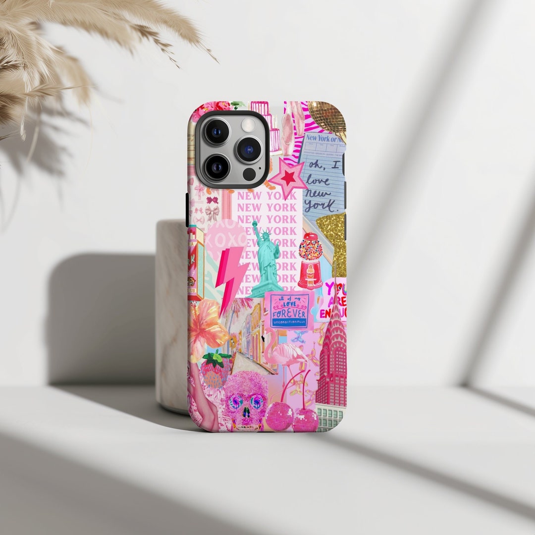 Pink Retro New York Phone Case NYC iPhone Case Colorful Downtown Girl ...