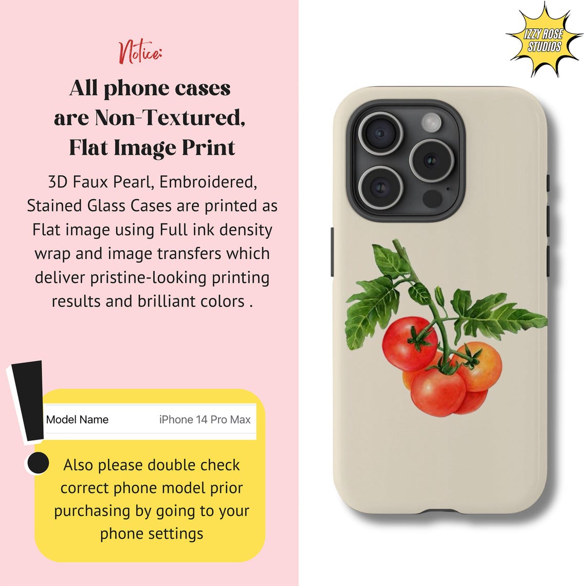 Tomato Phone Case, Tomato Painting Cute Case Garden Lover Custom Trendy ...