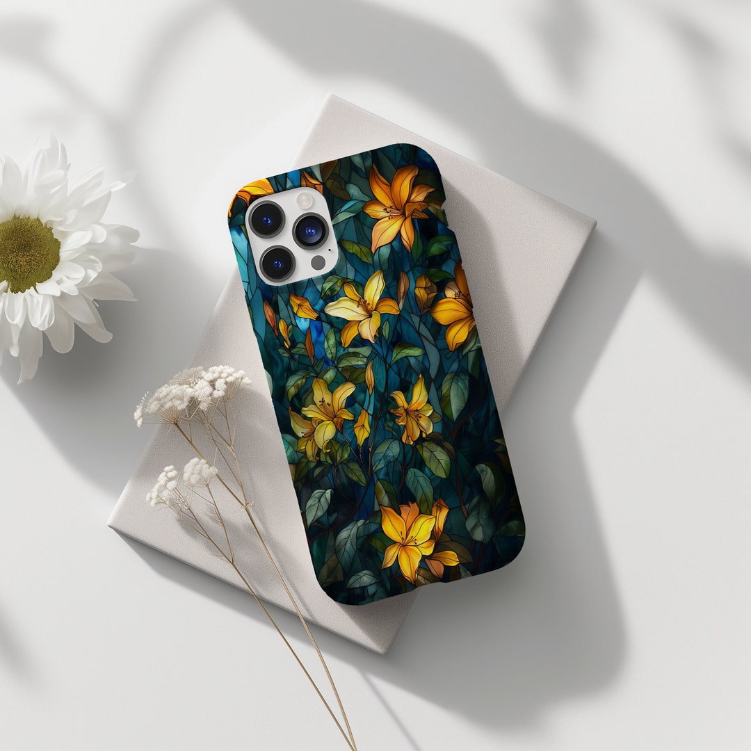 Stained Glass Honeysuckle Phone Case Mosaic Wildflower Summer Phonecase Boho Aesthetic iPhone 13 ...
